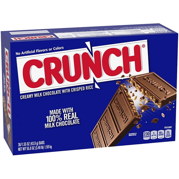 Nestle Milk Chocolate Crunch Bars, Full Size Bulk Halloween Candy, 55.8 ...