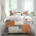 4 Piece Duvet Cover Set Cal king, Orange Color Block Gray Gradient Soft ...