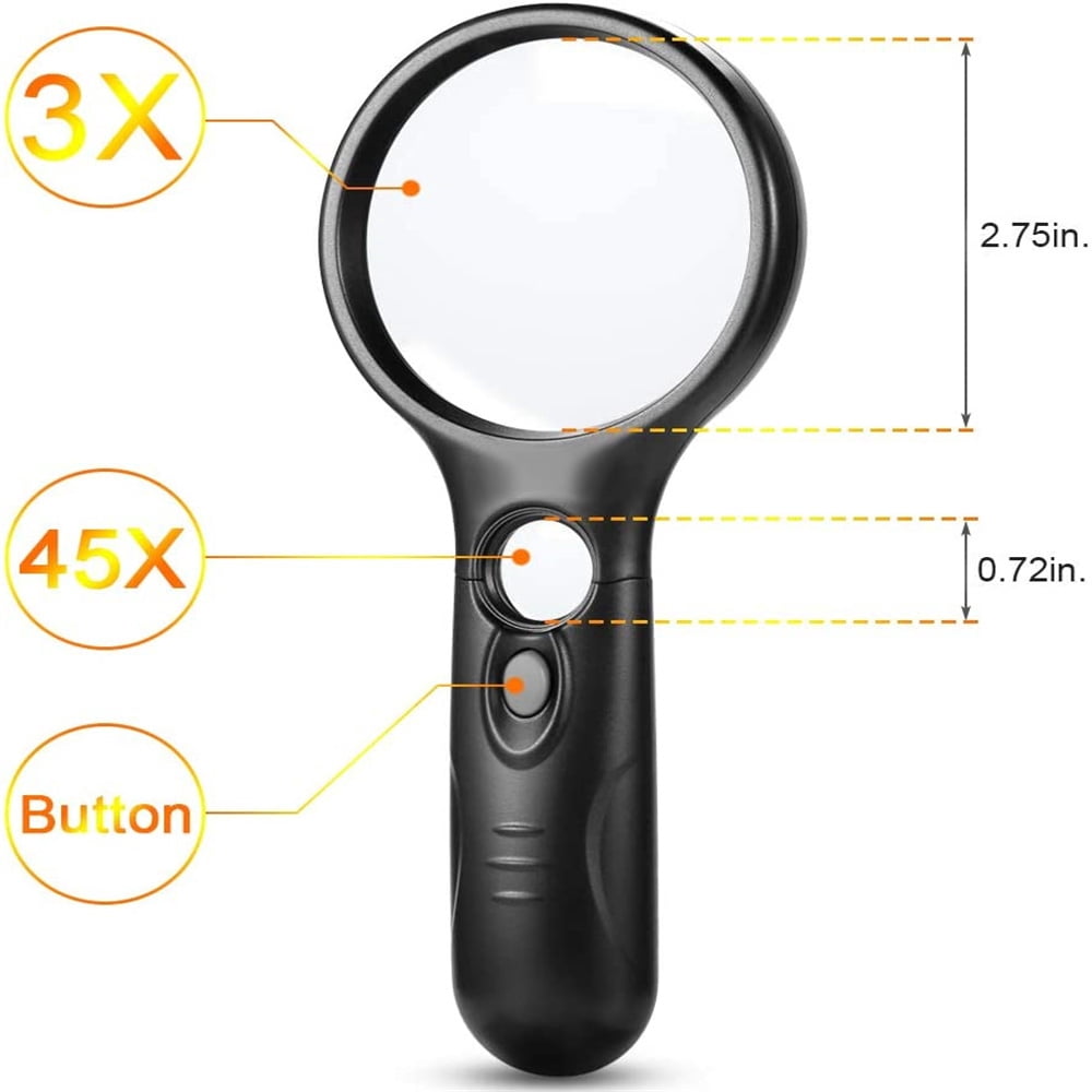 Magnifying Glass with 3 LED Light, Meromore Lighted Handheld Magnifier ...