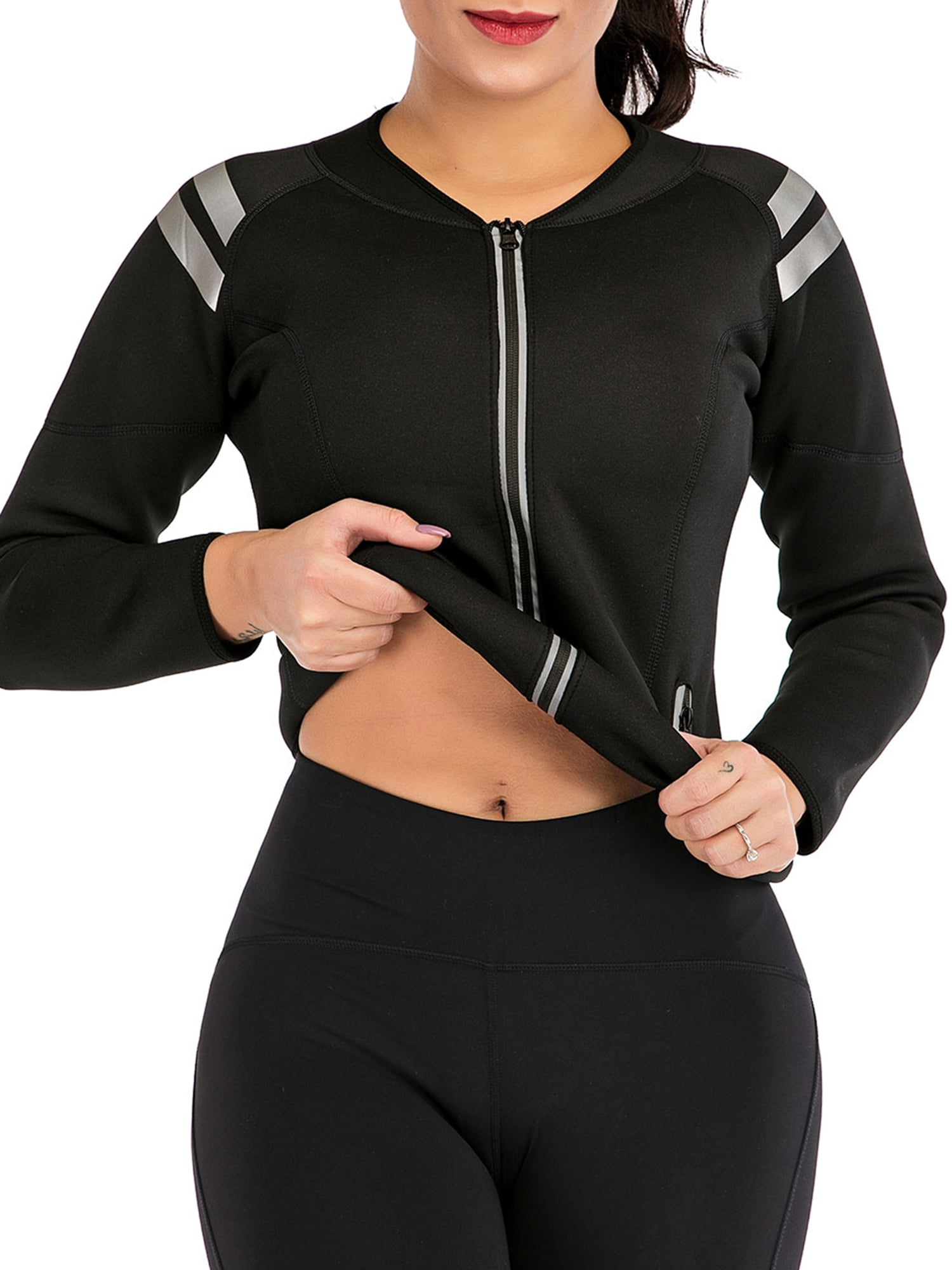 FUTATA Women Sauna Suit Weight Loss Jacket Hot Sweat Shirt Slimmer ...