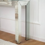 SHYFOY Silver Contemporary Fancy Glass Console Table with Line Design ...