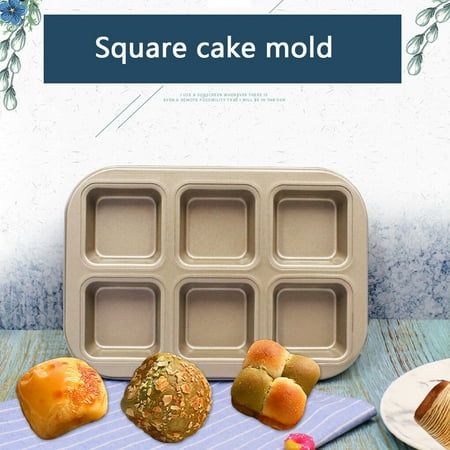Muffin Cake Pan 6-Cavity Square for Oven Donut Non-Stick Baking Pan ...