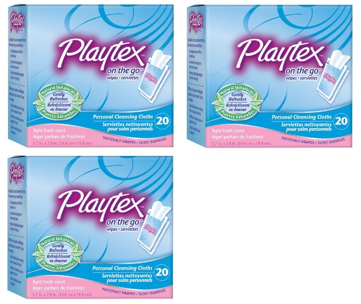 Playtex On-The-Go Personal Cleansing Cloths Singles Light Fresh Scent ...