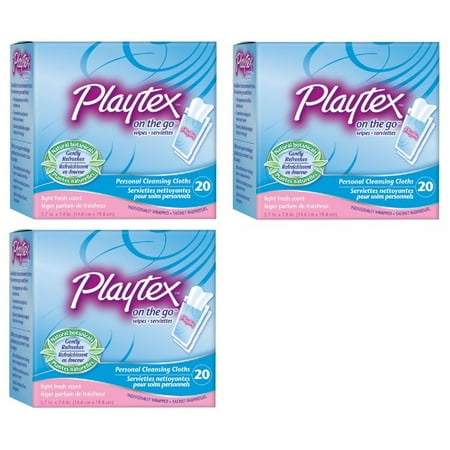 Playtex On-The-Go Personal Cleansing Cloths Singles Light Fresh Scent ...