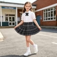 ATOGUTA Girls 2 Piece Skirt Set Button Down Shirts and Pleated Skirt ...