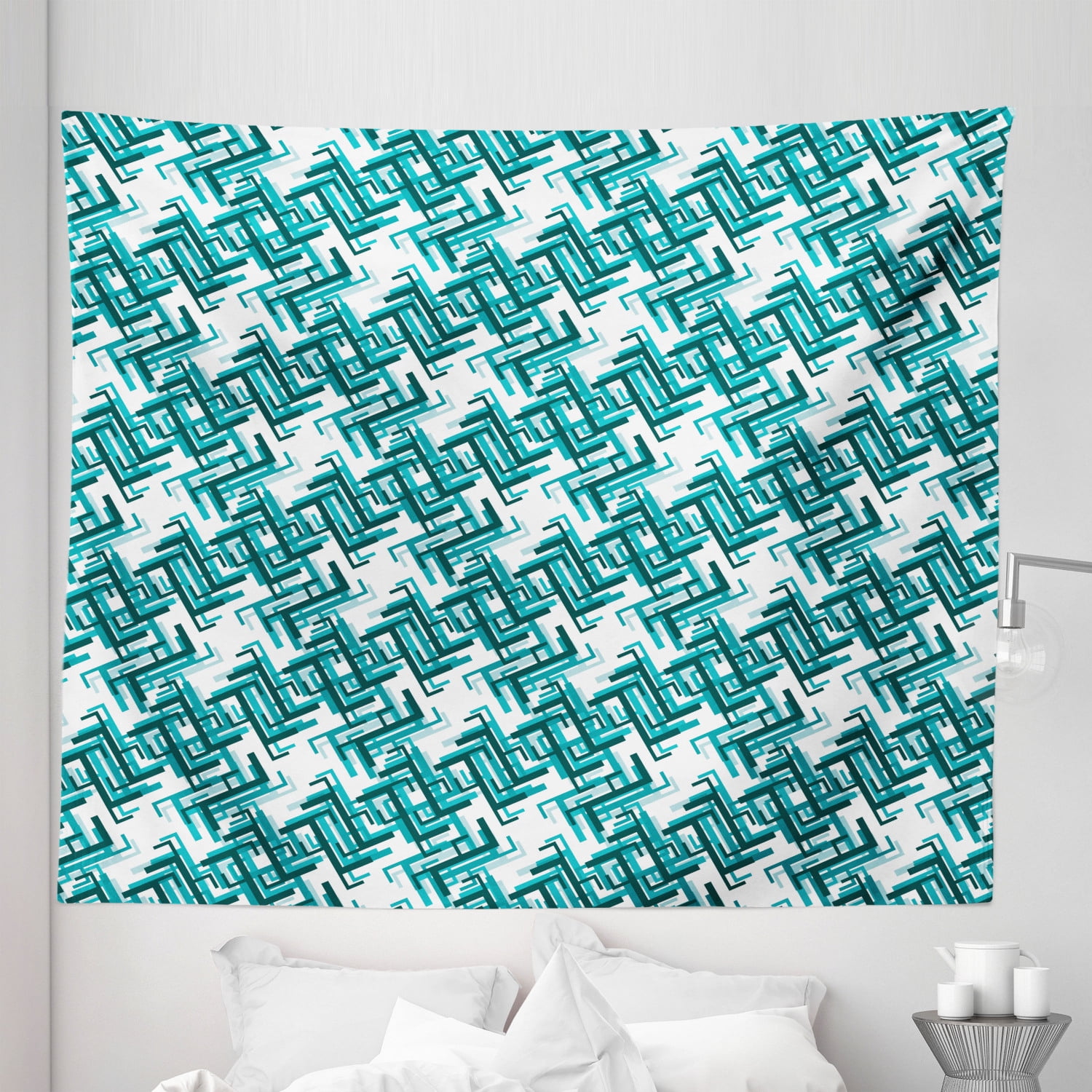Abstract Tapestry, Retro Architecture Style Modern Trippy Maze Form ...