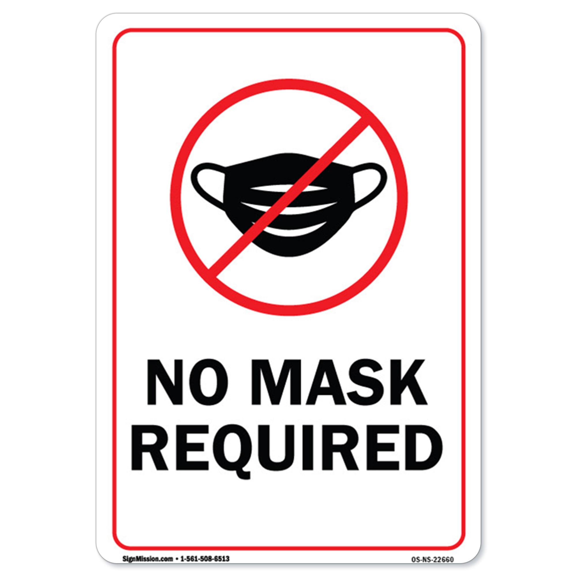 Public Safety Sign - No Mask Required | Heavy Duty - Walmart.com