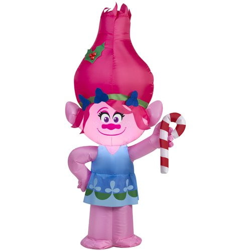 Gemmy Trolls Poppy with Candy Cane LED Light Up 3.5' Airblown ...