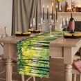 Birch Tree Table Runner, Spring Summer Art Forest Yellow Green Leaf ...