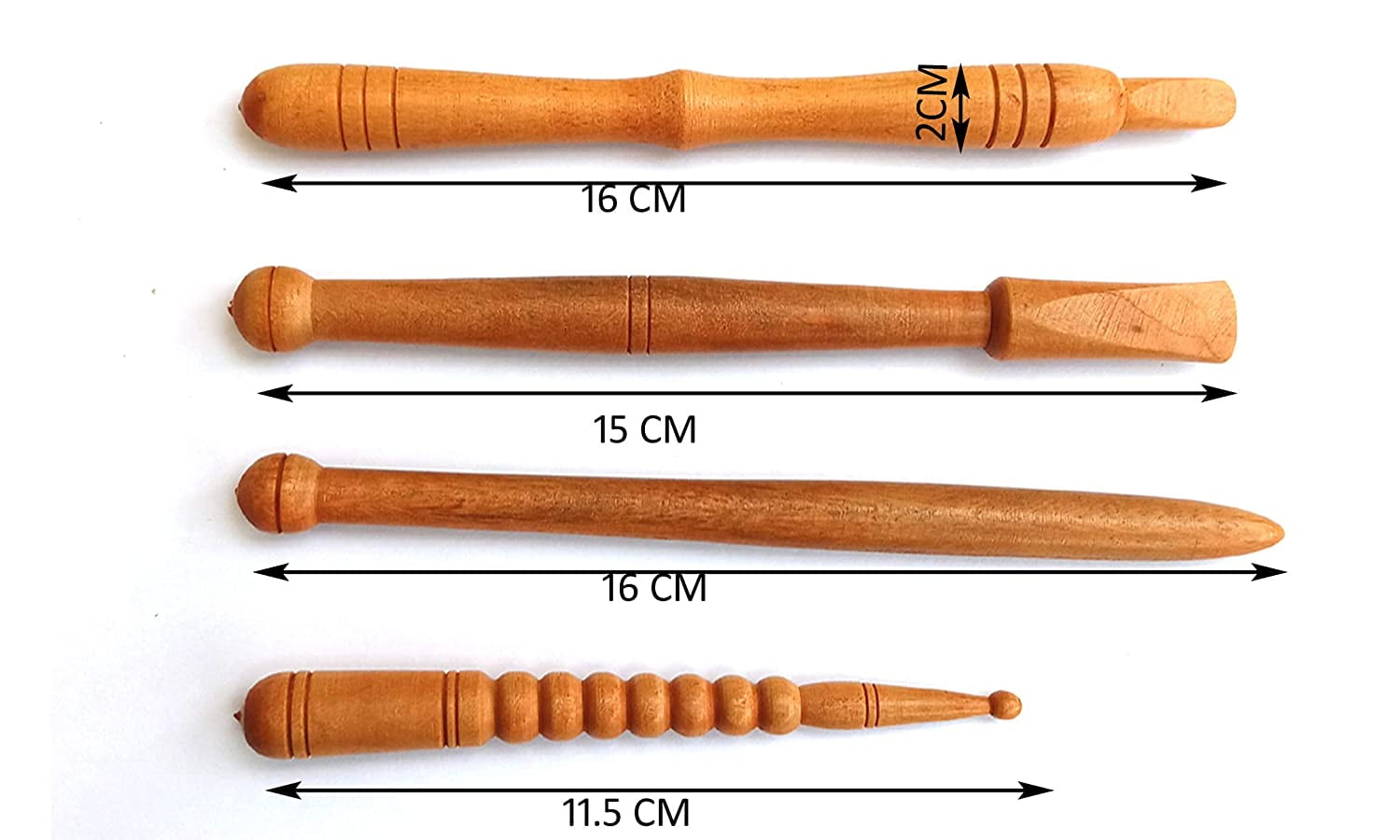 Acupressure Jimmy ( Jimmi ) Stick (Set of 4) Reflexology Tools Wooden ...