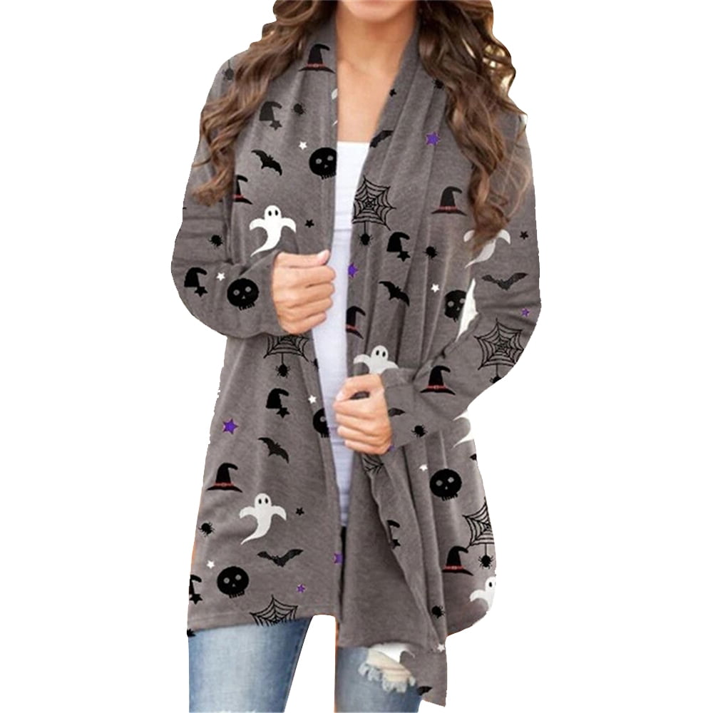 Zeiger Women's Pumpkin Cat Cardigan Halloween Long Sleeve Open Front ...