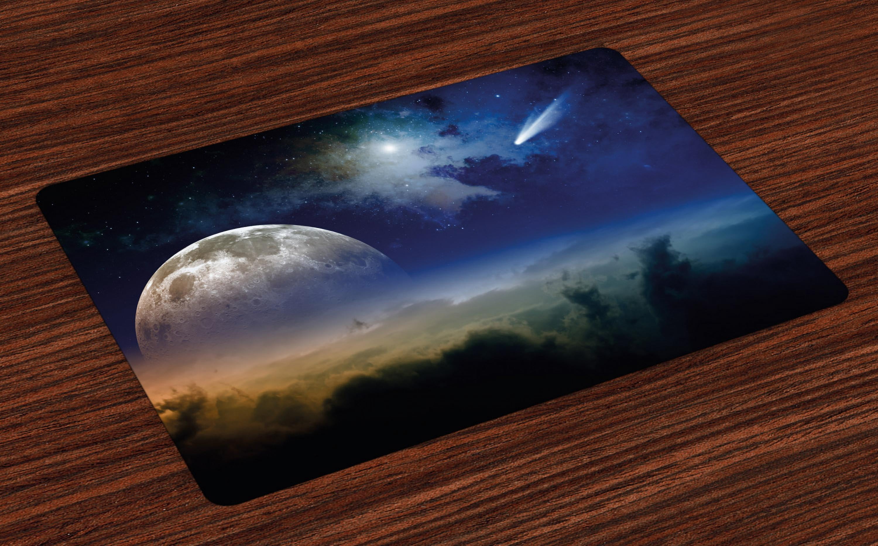 Ambesonne Moon Place Mats Set of 4, Full Moon Rising Cloudy, Standard ...