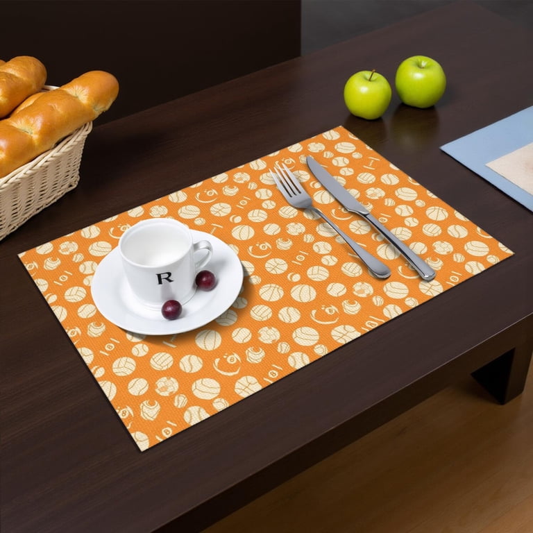 Baseball and Basketball Orange Pattern PVC Woven Placemats Set Of 2 ...
