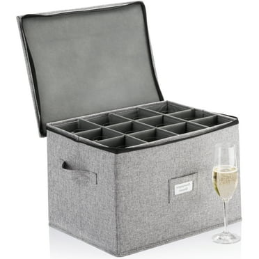 Storage Containers hard shell-Quilted Wine Glass Storage Box,Moving ...