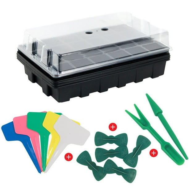 Paquete de 5 bandejas de plántulas Mini invernadero para plántulas y bandeja de inicio de ...