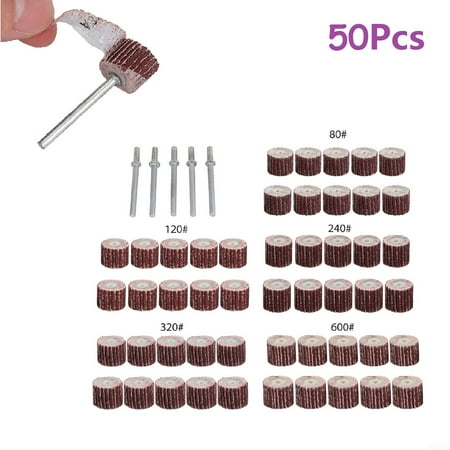 50PCS Sanding Sandpaper Flap Wheel Brush Rotary Die Grinder Drill Bit ...