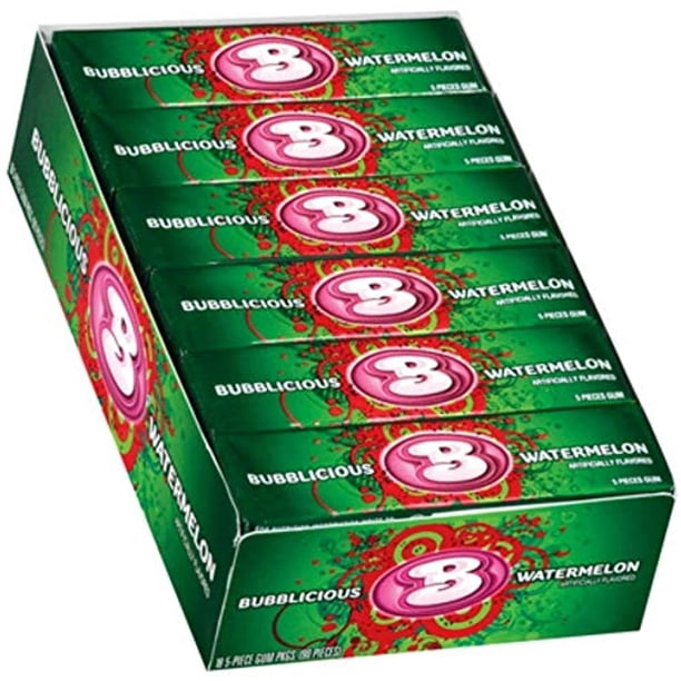 Bubblicious Watermelon Wave Bubble Gum 18 Packs (5Ct Per Pack ...