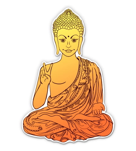 flat surfaces Buddha Statue Waterproof Bumper Stickers available in 4 ...