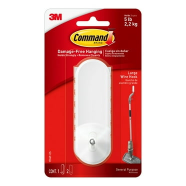 3M Command Large Utility Hooks, White, 12 Hooks, 18 Adhesive Strips ...
