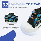 FUNCOO PLUS Toddler Boys Canvas Sneakers, Black Dinosaur Print, Size 11 ...