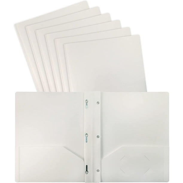 Better Office Products White 2 Pocket Folders with Prongs, 24 Pack ...