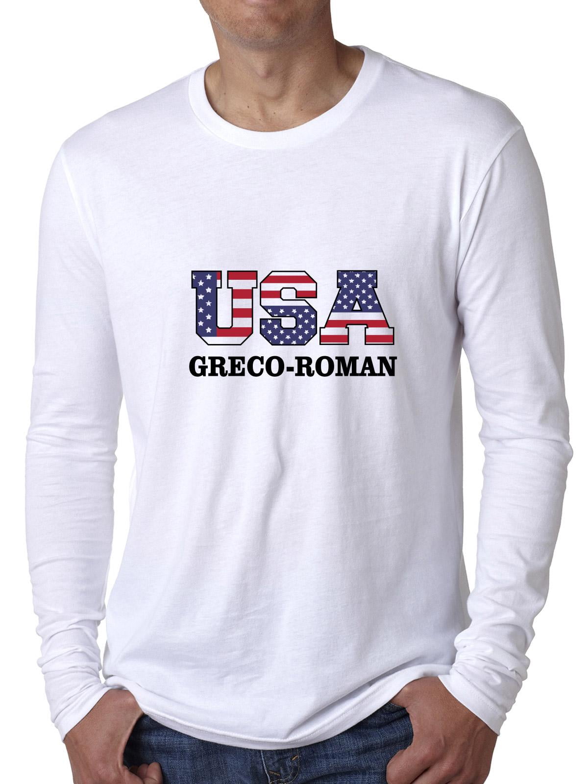 USA Greco-Roman - Olympic Games - Rio - Flag Men's Long Sleeve Grey T ...