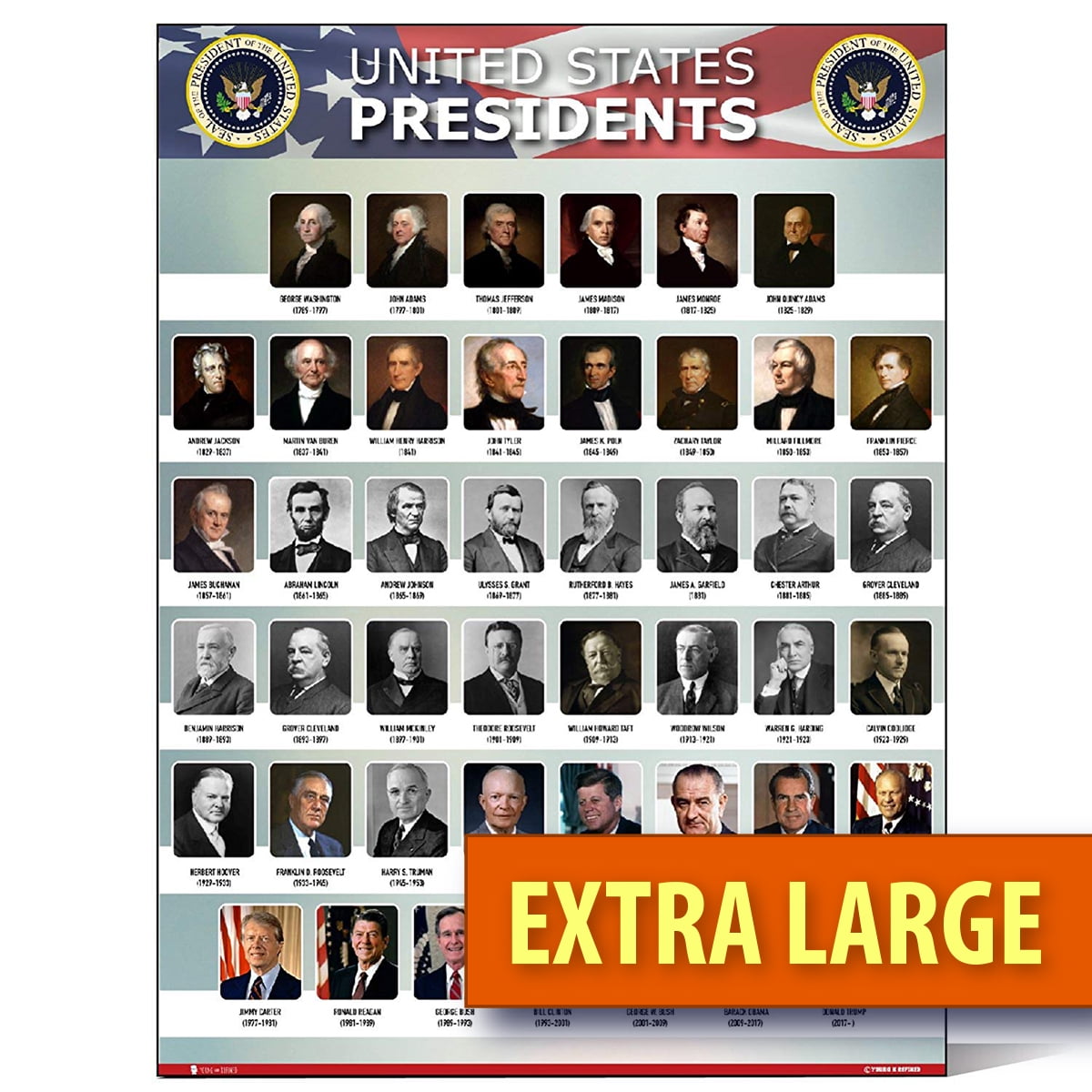 USA Presidents of the united states Of America poster NEW chart ...