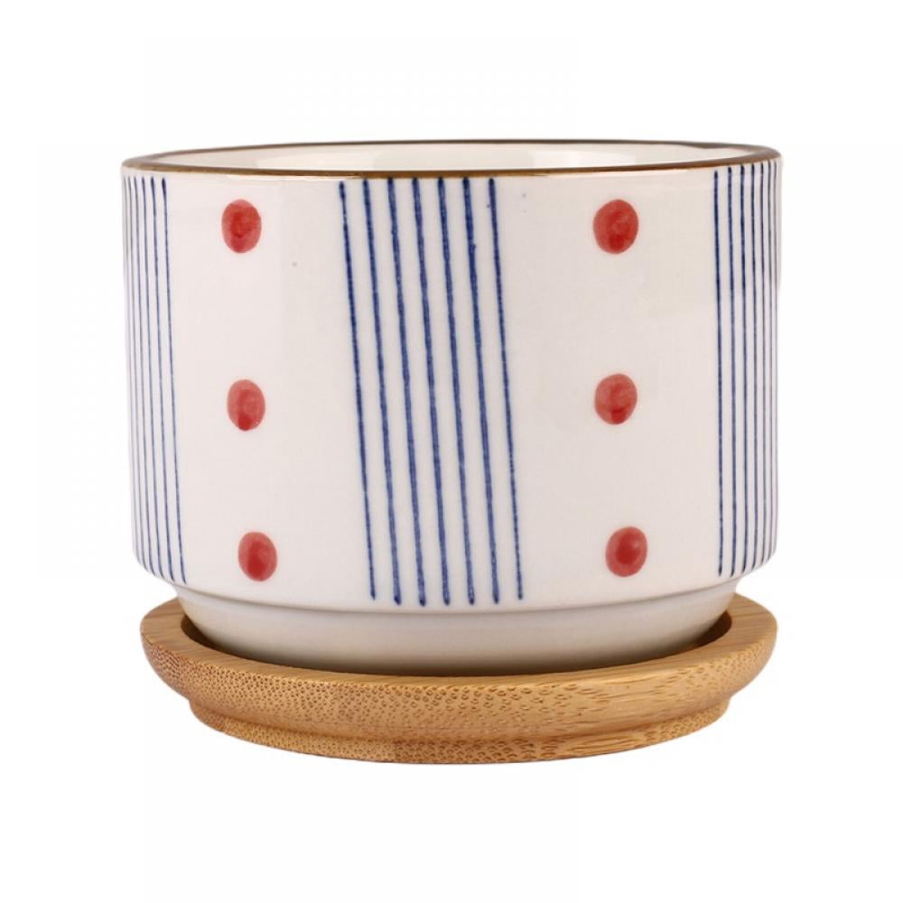 Ceramic Mini Succulent Planter Pot 1PC, Geometric Pattern Round Small ...