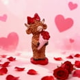 DefiDgd Valentine's Day Resin Highland Cow Statue Love Heart Rose Bow ...