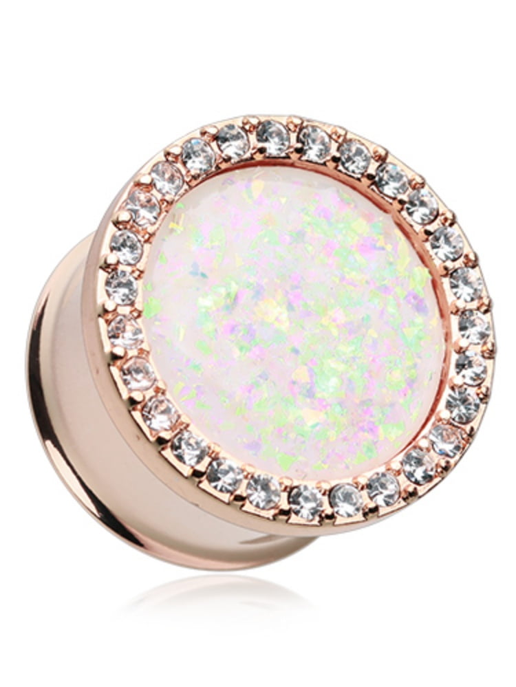 Rose Gold Opal Multi-Gem Ear WildKlass Gauge Plug - Walmart.com