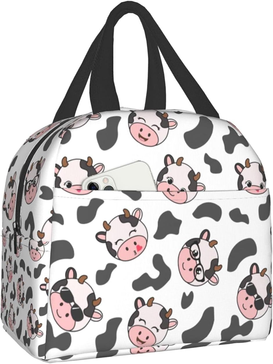 NICKSUN Cute Cow Pattern Lunch Bag, Insulated Portable Lunch Bag for ...