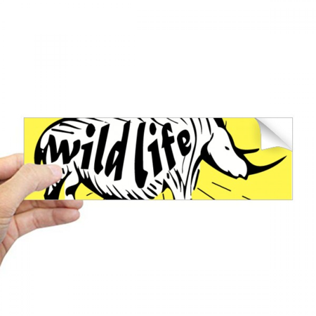 Black Animal Rhinoceros Outline Natural Rectangle Bumper Sticker ...