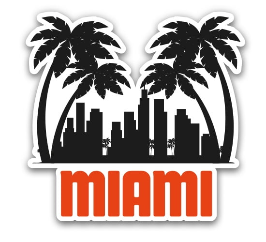 Miami Florida Skyline - 5" Vinyl Sticker - For Car Laptop I-Pad ...