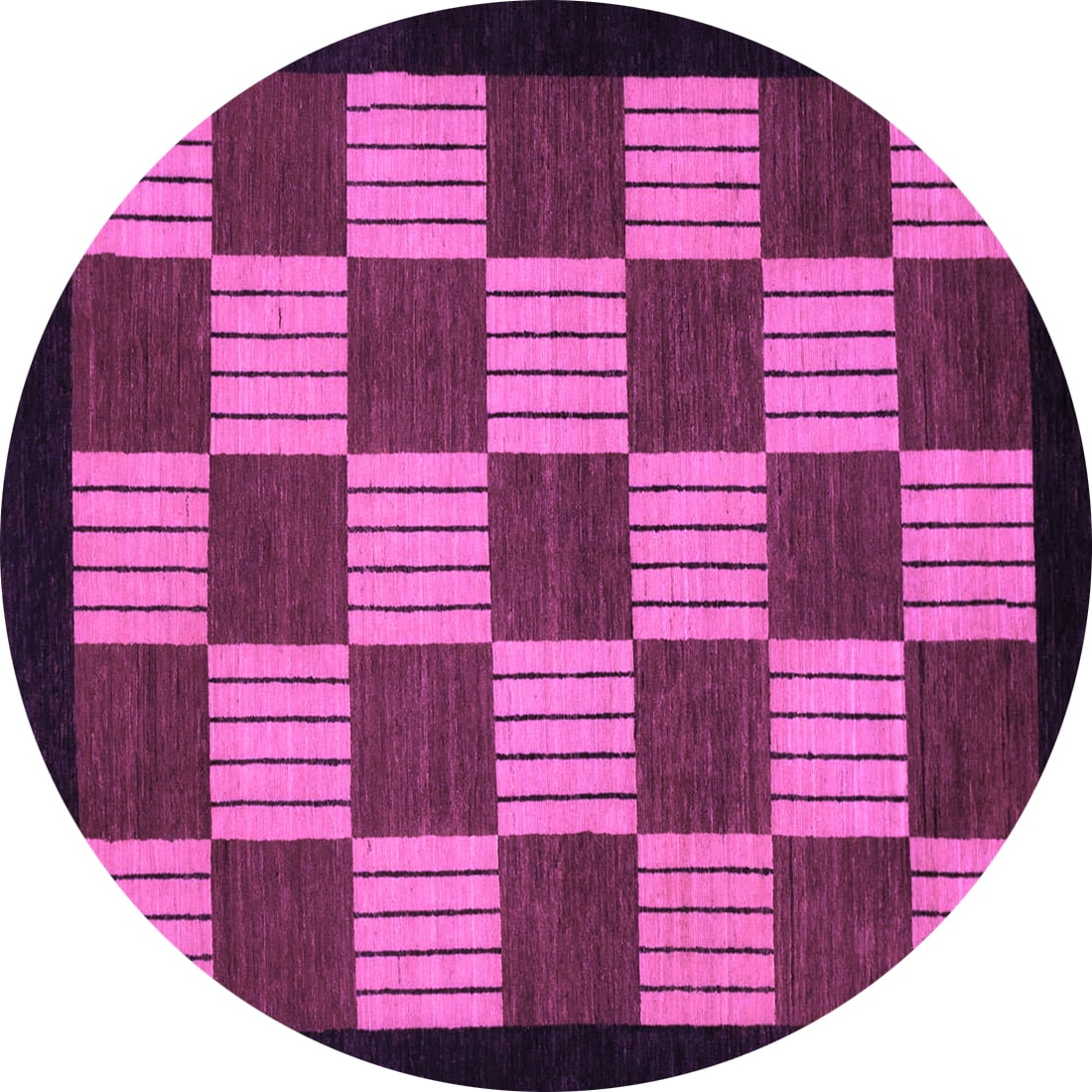 Ahgly Company Indoor Round Checkered Purple Modern Area Rugs, 8' Round ...