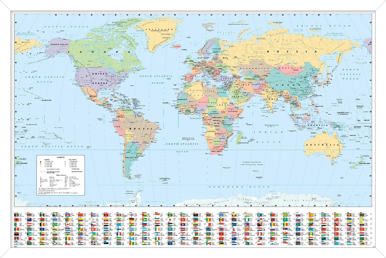 World Map 2023 Wall Poster, 22.375" x 34" Framed - Walmart.com
