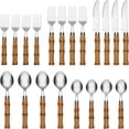 ACDANC Silverware Set,Plastic Bamboo-Shaped Handle 20-Piece Flatware ...