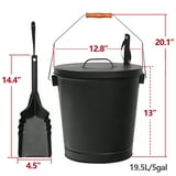 ZenSports Large 5.15Gal Fireplace Ash Bucket with Lid, Coal Shovel ...