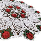 Handmade Crochet Floral Table Overlays Farmhouse Round Tablecloths for ...