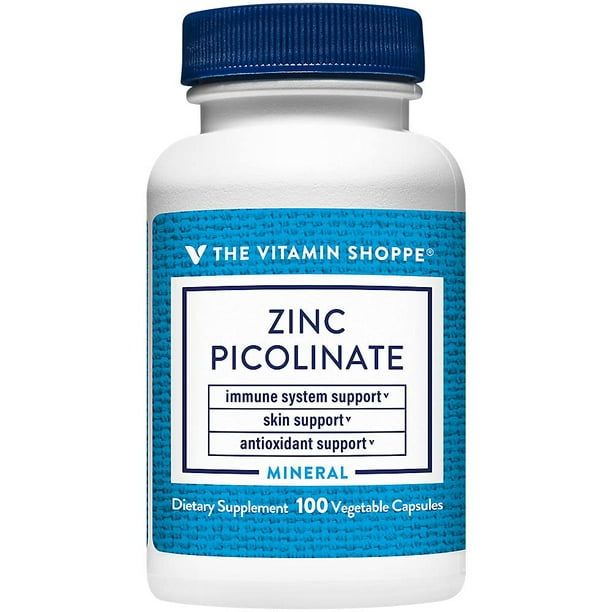 Suplemento The Vitamin Shoppe con picolinato de zinc, 22 mg, 100 ...