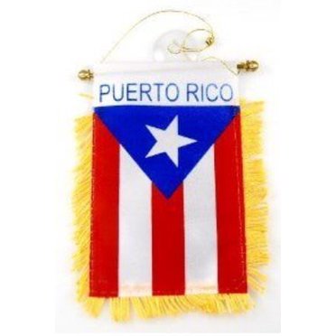 Puerto Rico Black & White Window Hanging Flag - Rear view Mirror ...