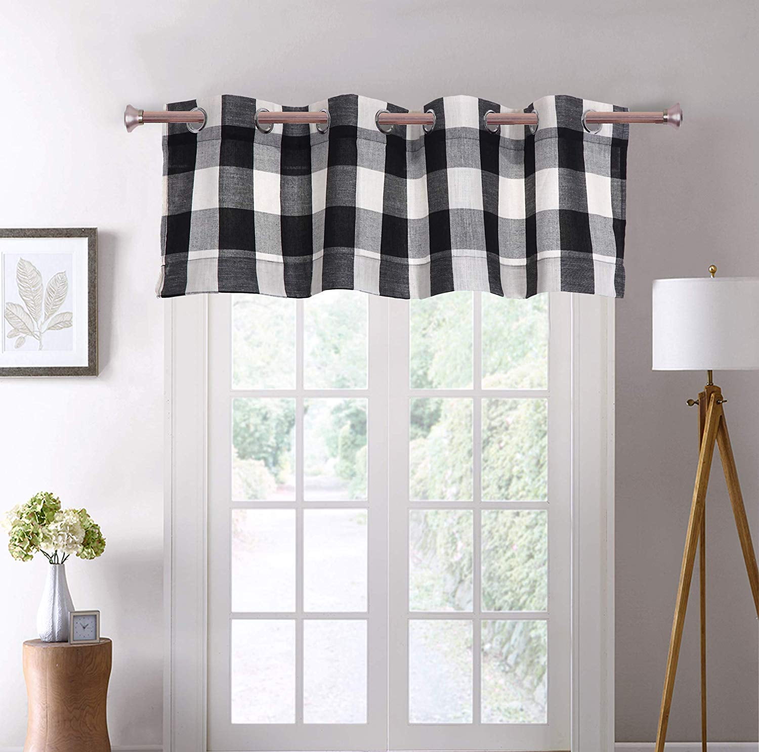 Decotex 1 Piece Plaid Courtyard Buffalo Checkered Grommet Top Window ...