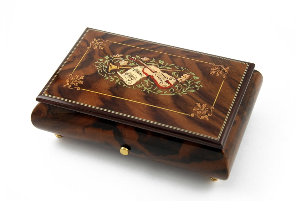 Elegant 50 Note Music Box with Musical Theme and Ornament Inlay - Smoke ...