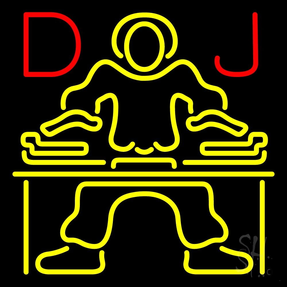 Red Dj Disc Jockey Music LED Neon Sign 24" Tall x 24" Wide - inches ...