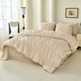 Koniroom Ruched Comforter Set Queen Size, Ruffled Pintuck Boho Bedding ...