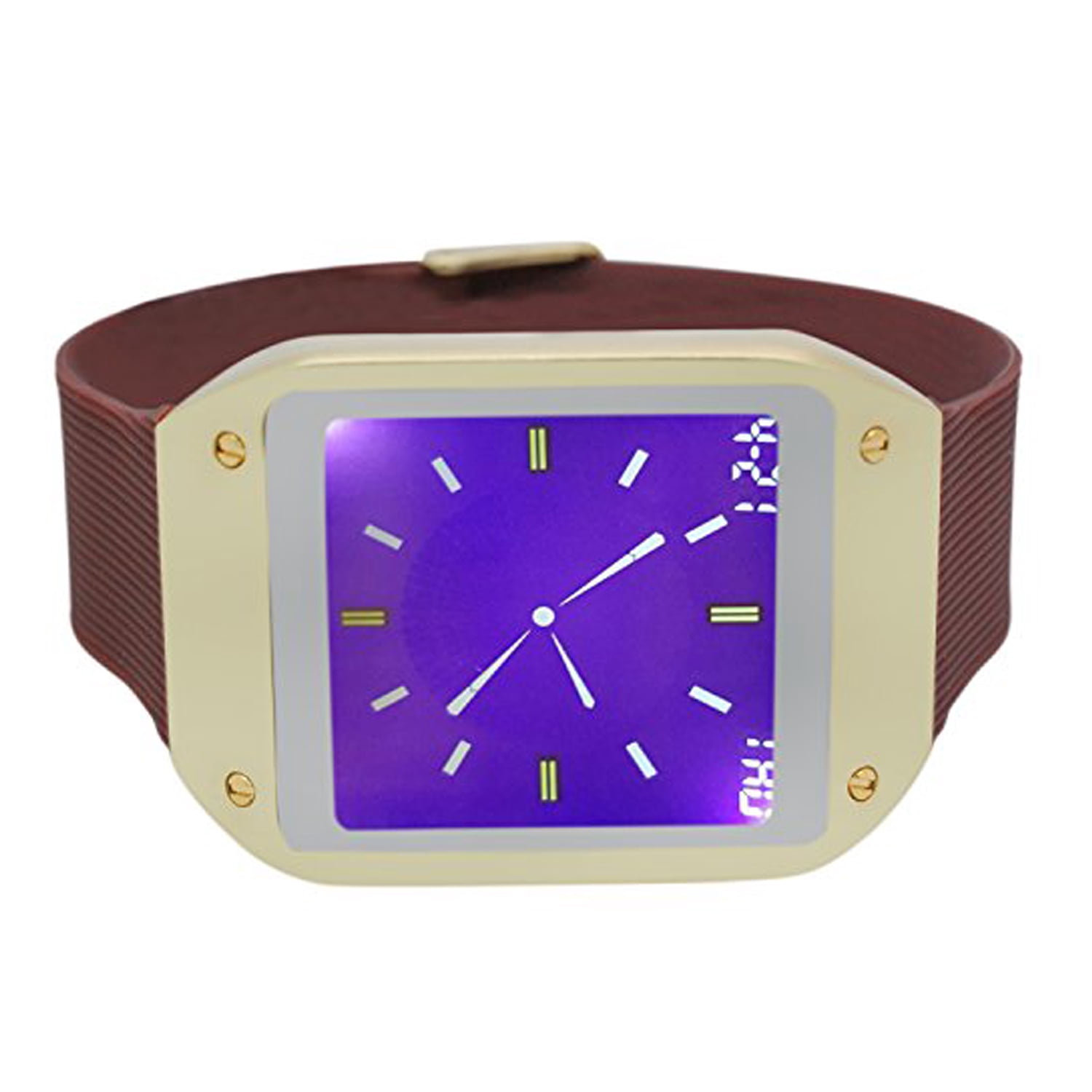 Techno Pave Digital Touch Screen Gear Square Face Rose Gold Plated ...