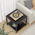 Black 20 Inch Square 2-Tier Side Table With Lower Shelf, Metal Frame ...