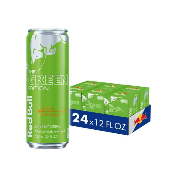 Red Bull Green Edition Energy Drink, Curuba Elderflower, 12 fl. oz., 6 ...