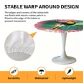 Cartoon Toucan Bird Round Table Cover, Tropical Plumeria Flowers Palm ...