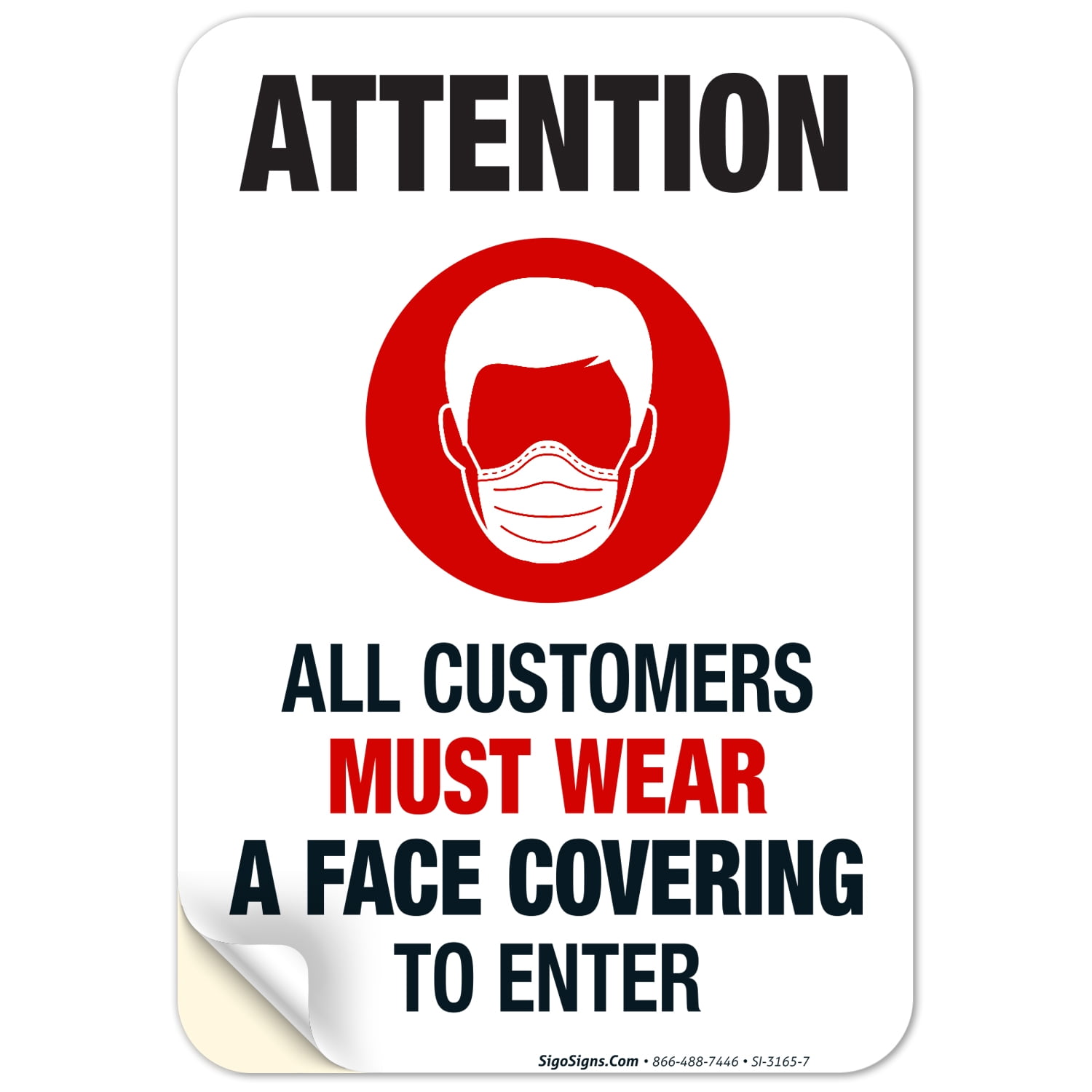 Face Mask Required Sign, 10x7 Vinyl Sticker - Walmart.com