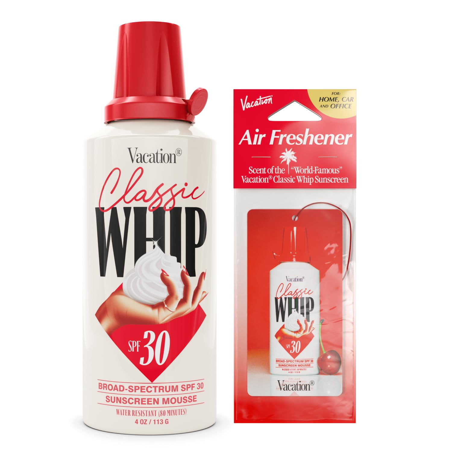 Classic Whip SPF 30 & Air Freshener Bundle, Whipped Sunscreen Mousse, Water-Resistant, Hydrating ...